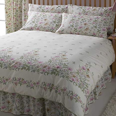 Vantona Country Cottage Garden Floral Print Quilted Fitted Bedspread ...